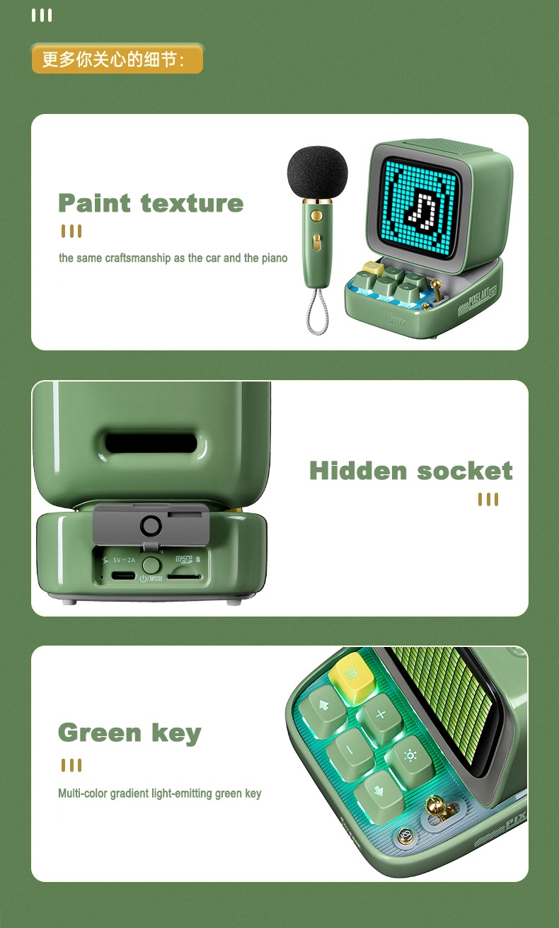 Divoom ditoo mic Pixel Bluetooth Speaker Most popular Mini Subwoofer ...