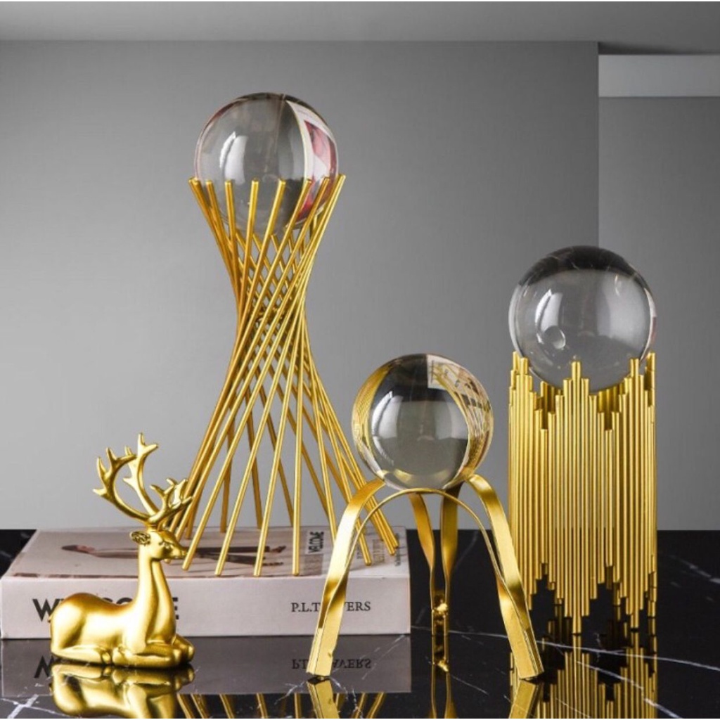 Luxury Modern Metal Crystal Ball Decorations / Nordic Golden Metal ...