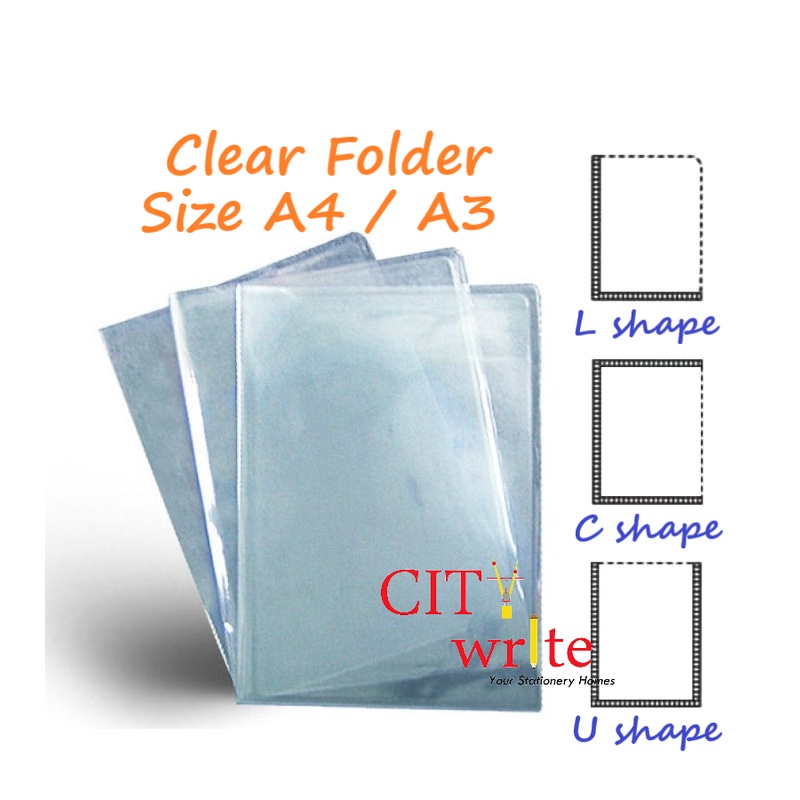 Size A4 / A3 Transparent Folder L shape C shape U shape Document Holder | Shopee Singapore