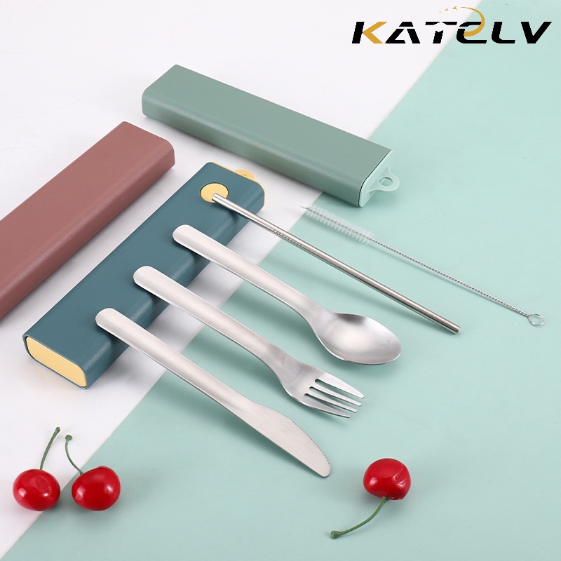 KATELV 304 Stainless Steel Portable Tableware Set Travel Cutlery Spoon ...