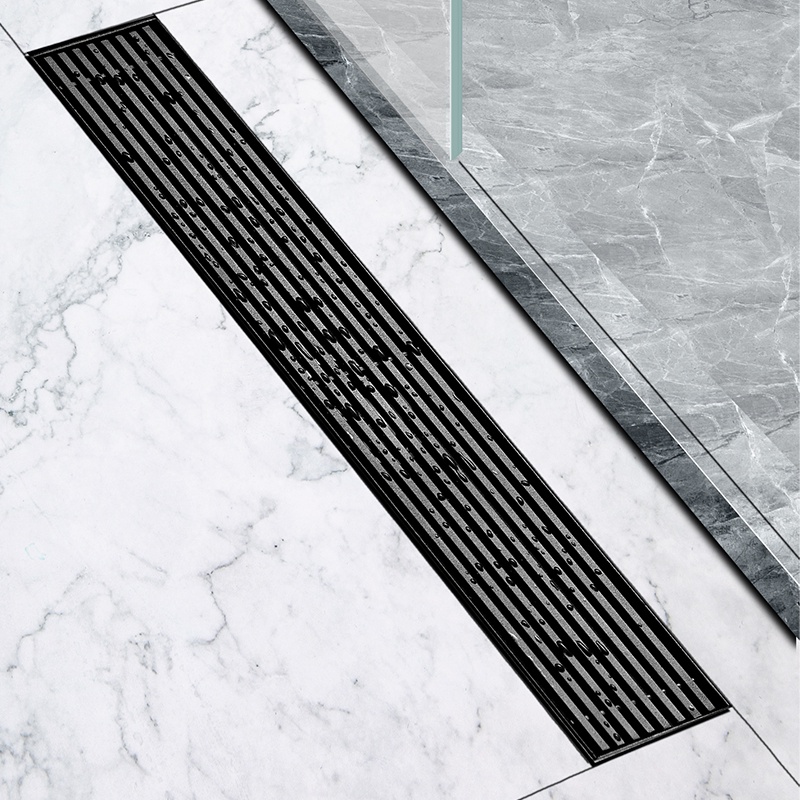 Xinkunlong Rectangular Black 304 Stainless Steel Floor Drain Bathroom ...