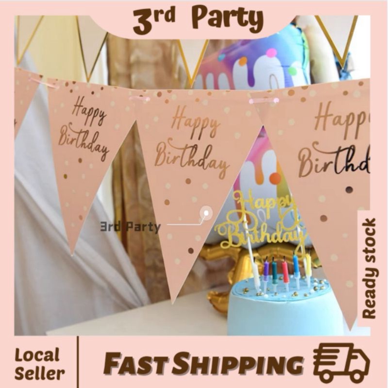 Happy Birthday Triangle Flag Bunting Banner Party Wall Decoration ...