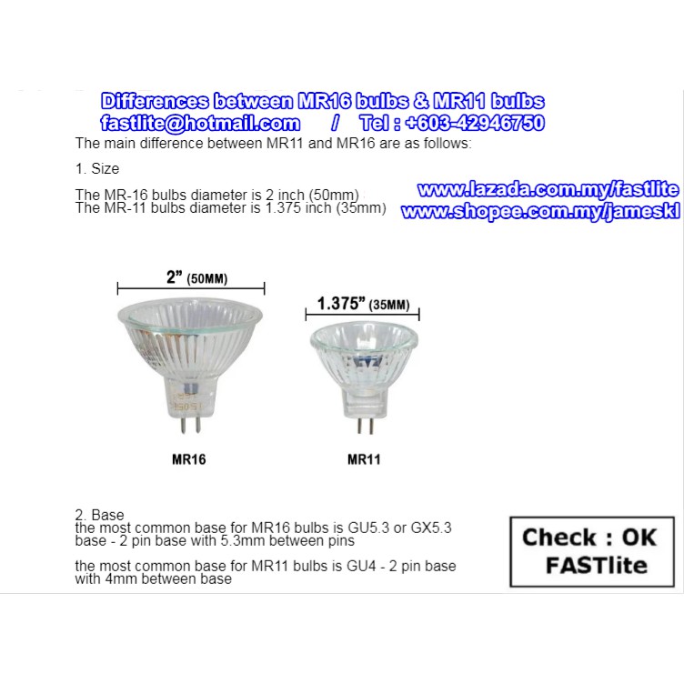 Osram 44890WFL 12v 20w 36dgr MR11 (NOT MR16) c/w Front Glass Diameter ...