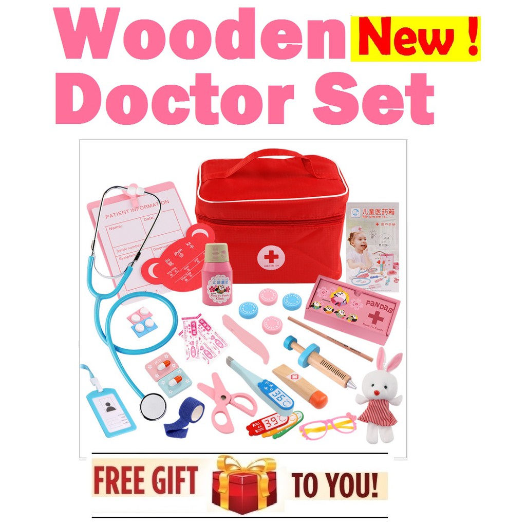 Wooden Medical Tools Set Wooden Doctor Toy Set Doctor Costume Dentist ...