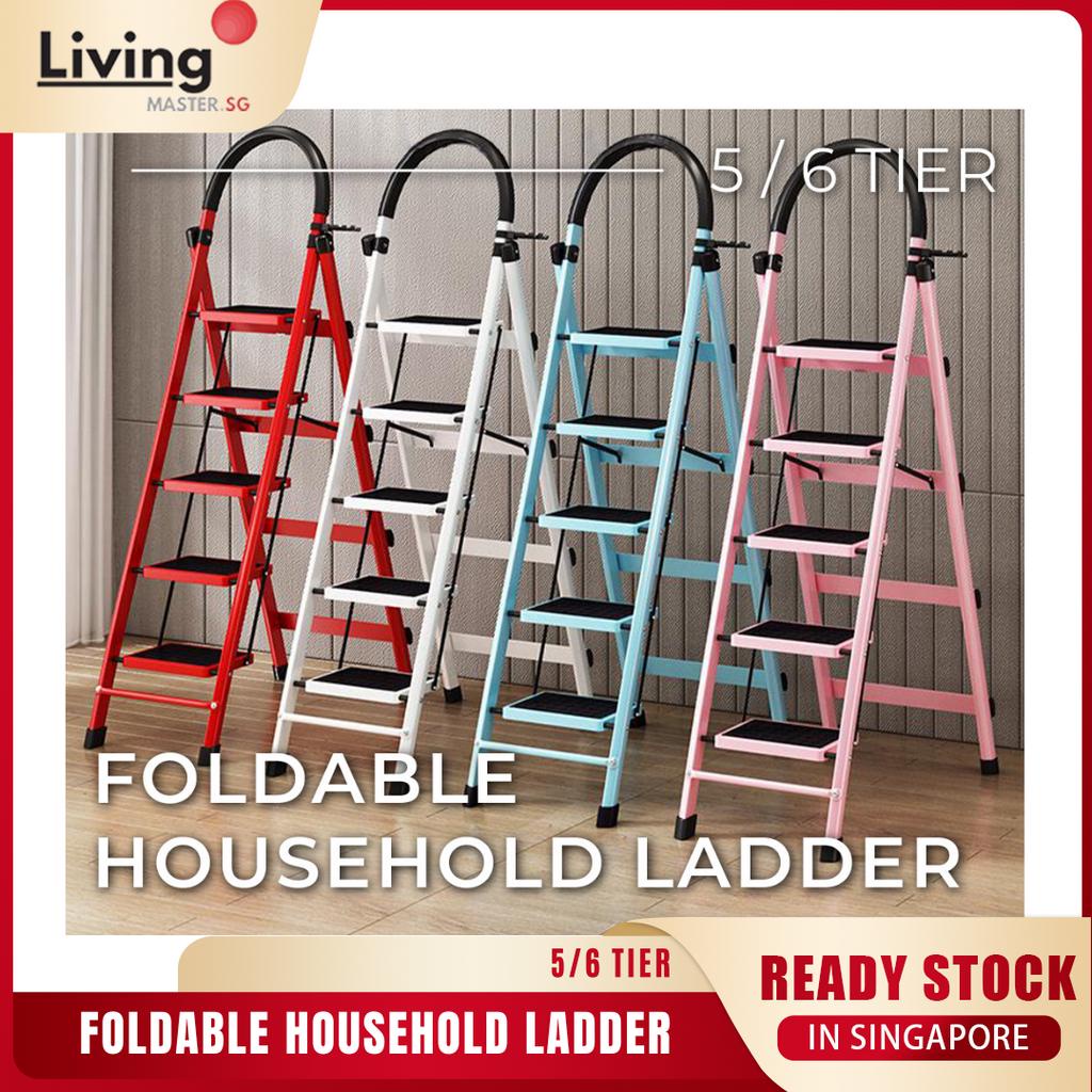 5/6 Tier Foldable Household Ladder Folding Ladder Herringbone Thickened ...