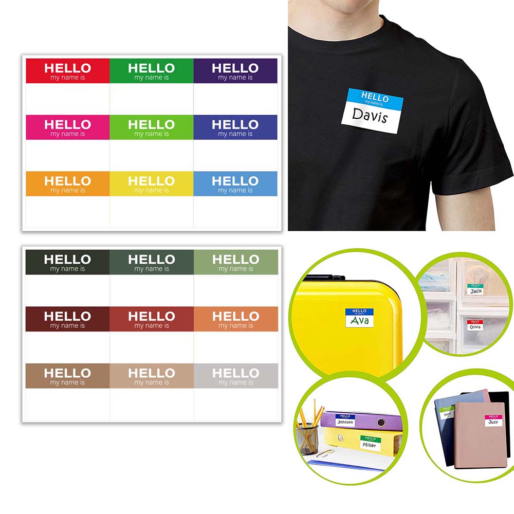 5 Sheets Hello My Name Adhesive Labels Stickers Gift Name Tags Sticker ...