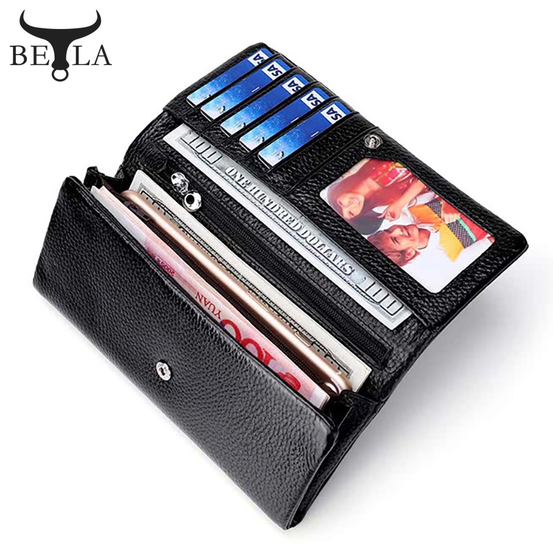 BELA Women Long Purse Genuine Leather Card Holder Wallet Luxury Fashion ...