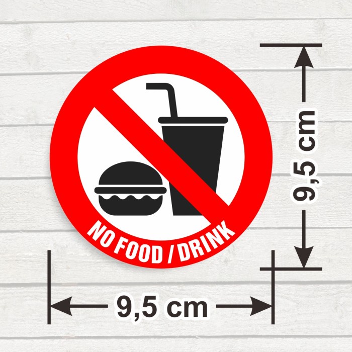 Sticker Sign No Food / Drink Sticker Prohibition Sign for Carrying Food ...