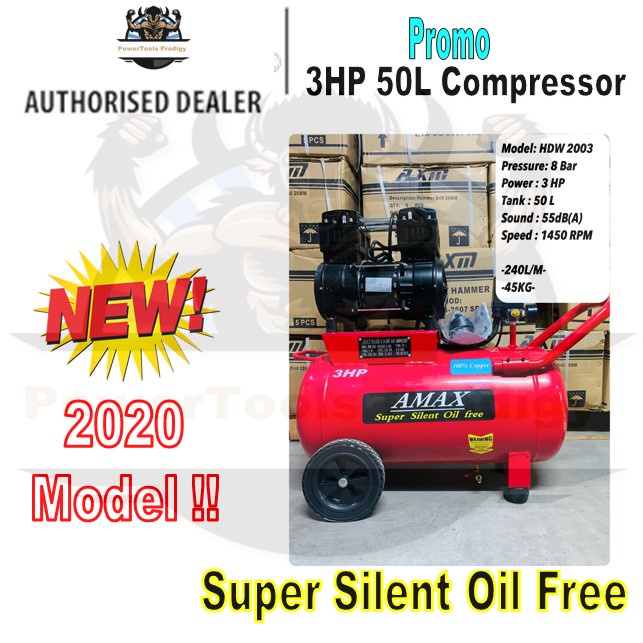 AMAX HDW-2003 OIL-LESS AIR COMPRESSOR/ SUPER SILENT COMPRESSOR/ AIR COMPRESSOR | Shopee Singapore