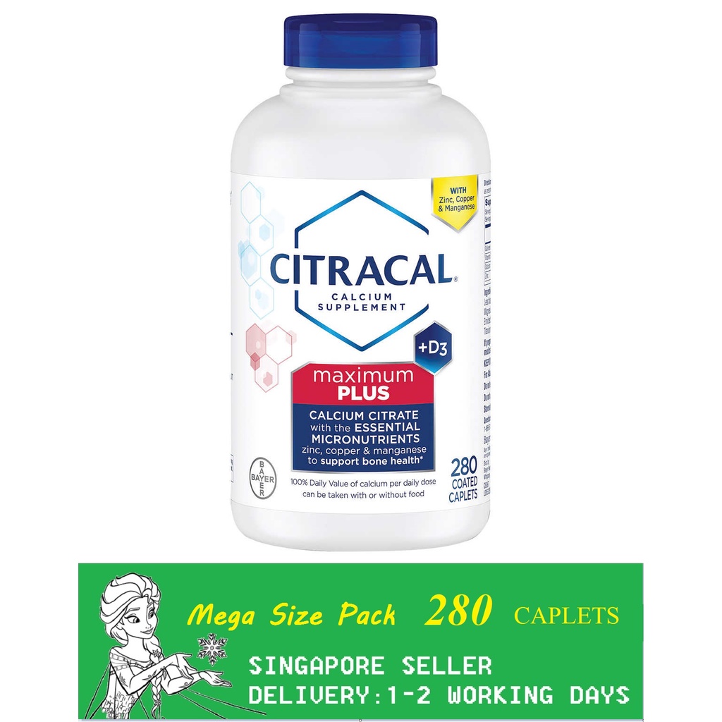 Citracal Maximum Plus Calcium Citrate + D3, 280 Caplets(Exp:03/2026 ...