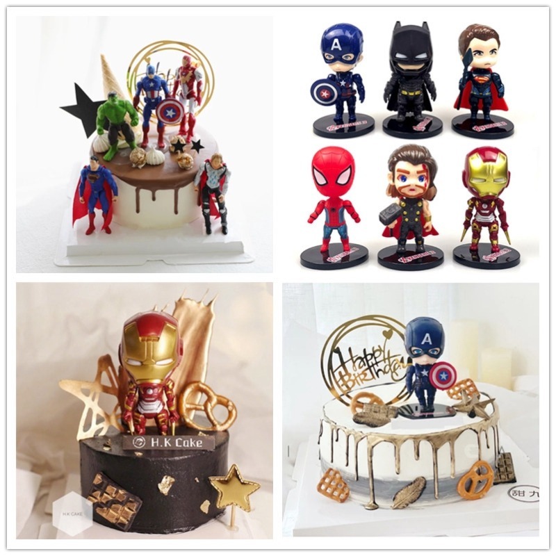 6pcs Marvel Avengers Desain Birthday Cake Topper Captain America Iron ...