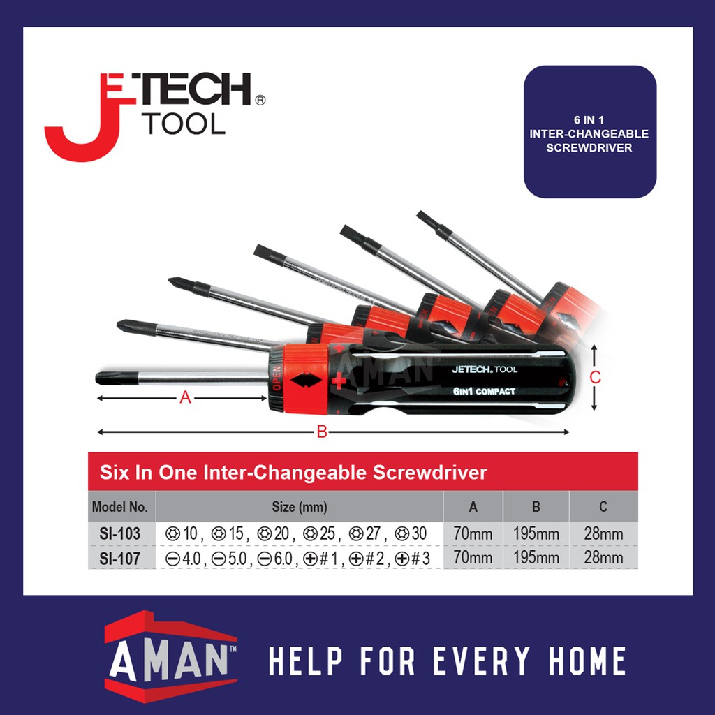 JETECH 6 in 1 Compact Screwdriver | Shopee Singapore