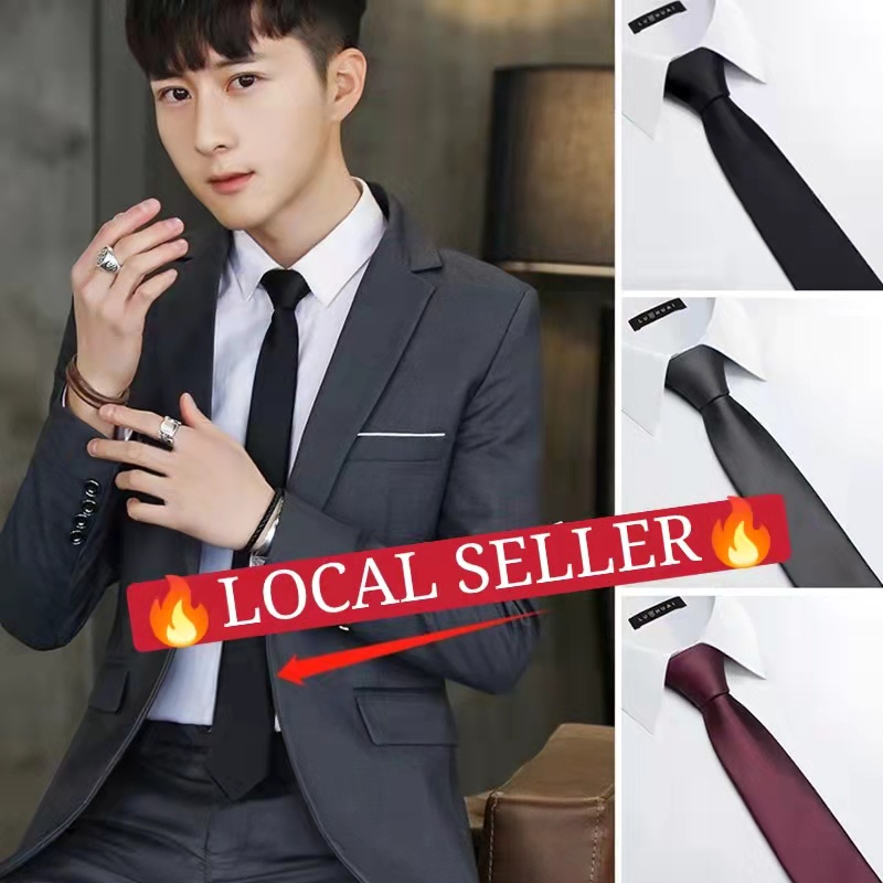 10006【SG Stock】Korea Style Men's Tie High Quality 6cm Knitted Tie plain ...