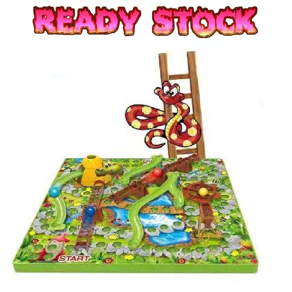 3D Snakes Ladder Family Table Board Game Play Set For Kid Mainan Budak ...