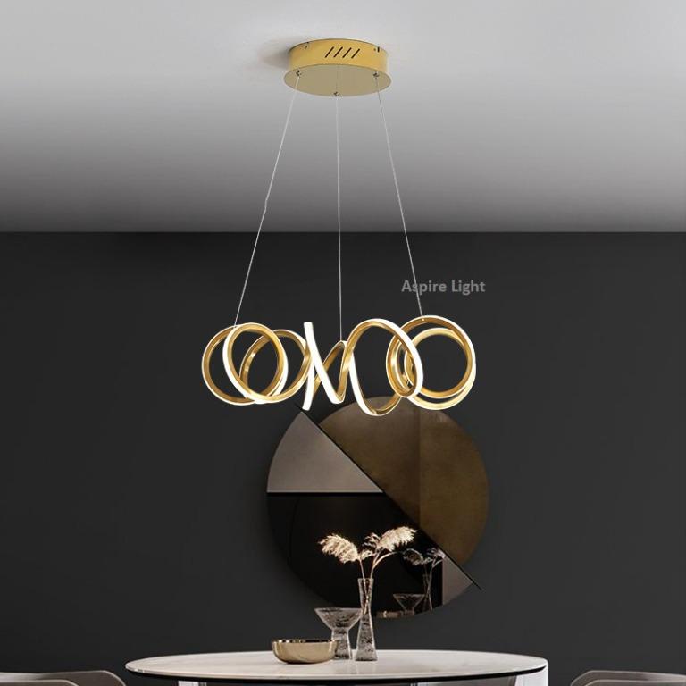 Pendant Light Hanging Lights LED Matt Gold Tri Color Remote Dim ...