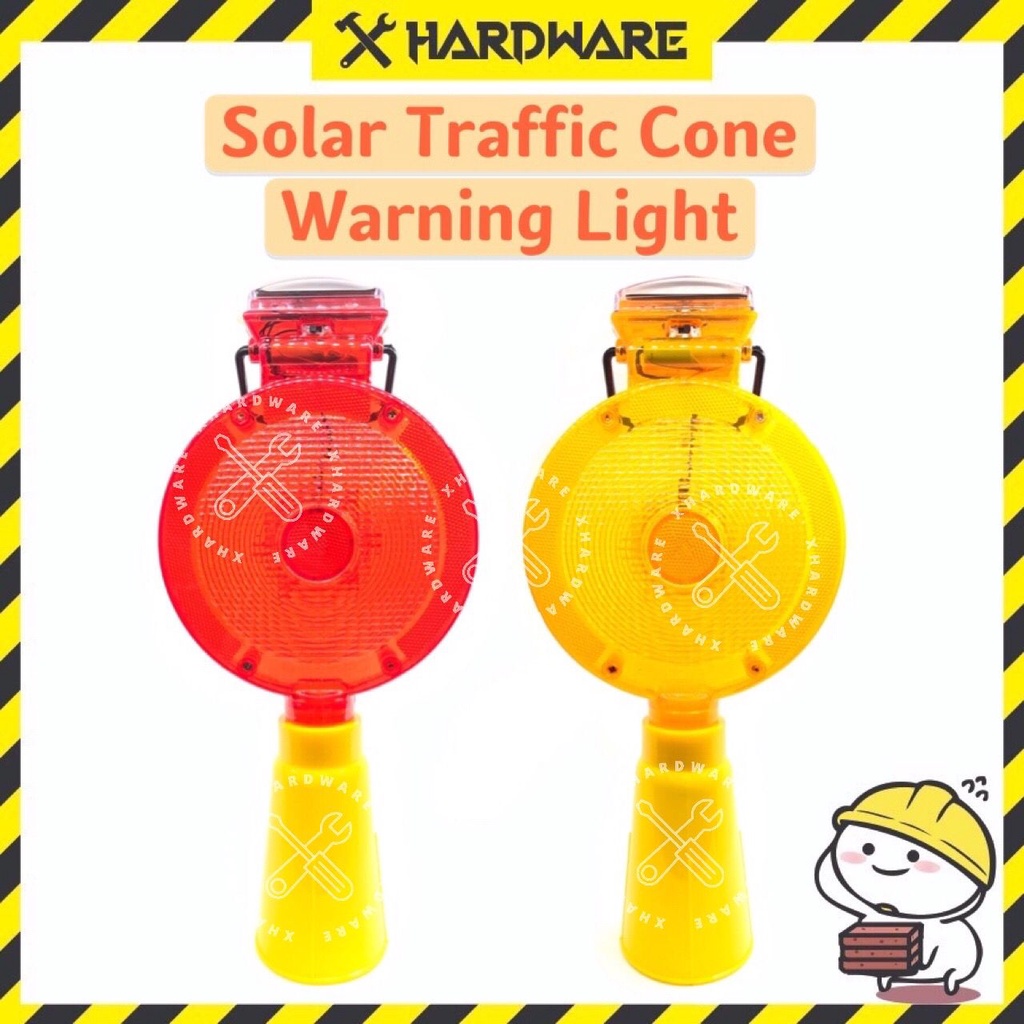 Solar traffic construction warning cone type light/barricade hazard ...