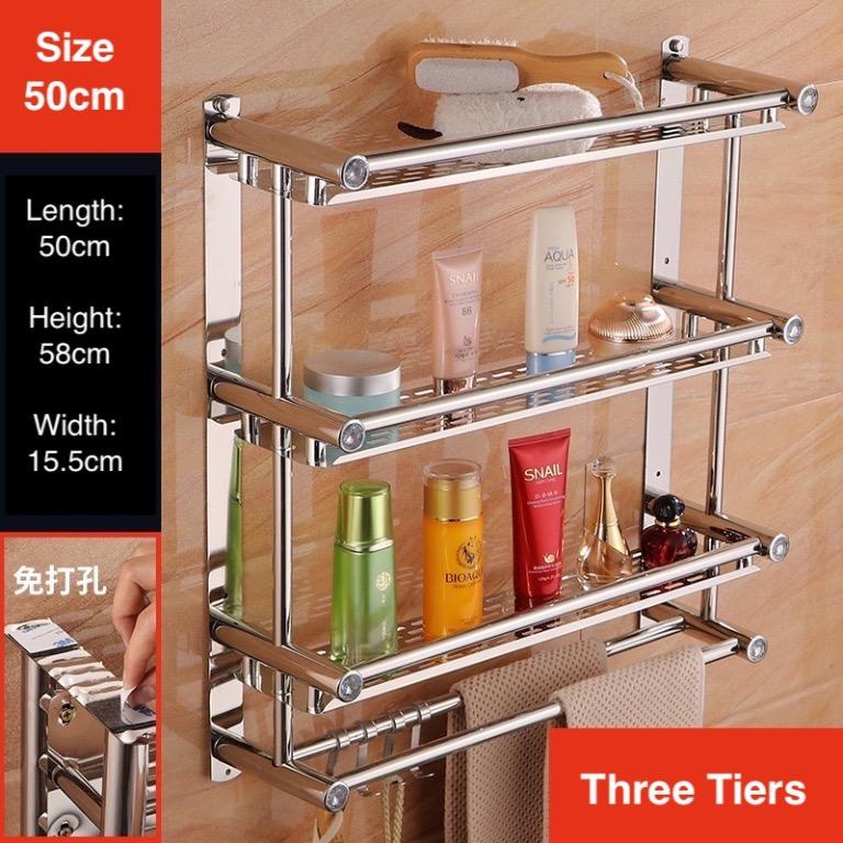 SUS304 Stainless Steel Storage Rack Shampoo Shower Rack Towel Hanger ...