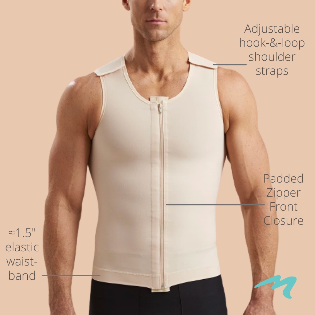 MHV Mens Compression Vest Full Chest Torso Abdomen Coverage Liposuction ...
