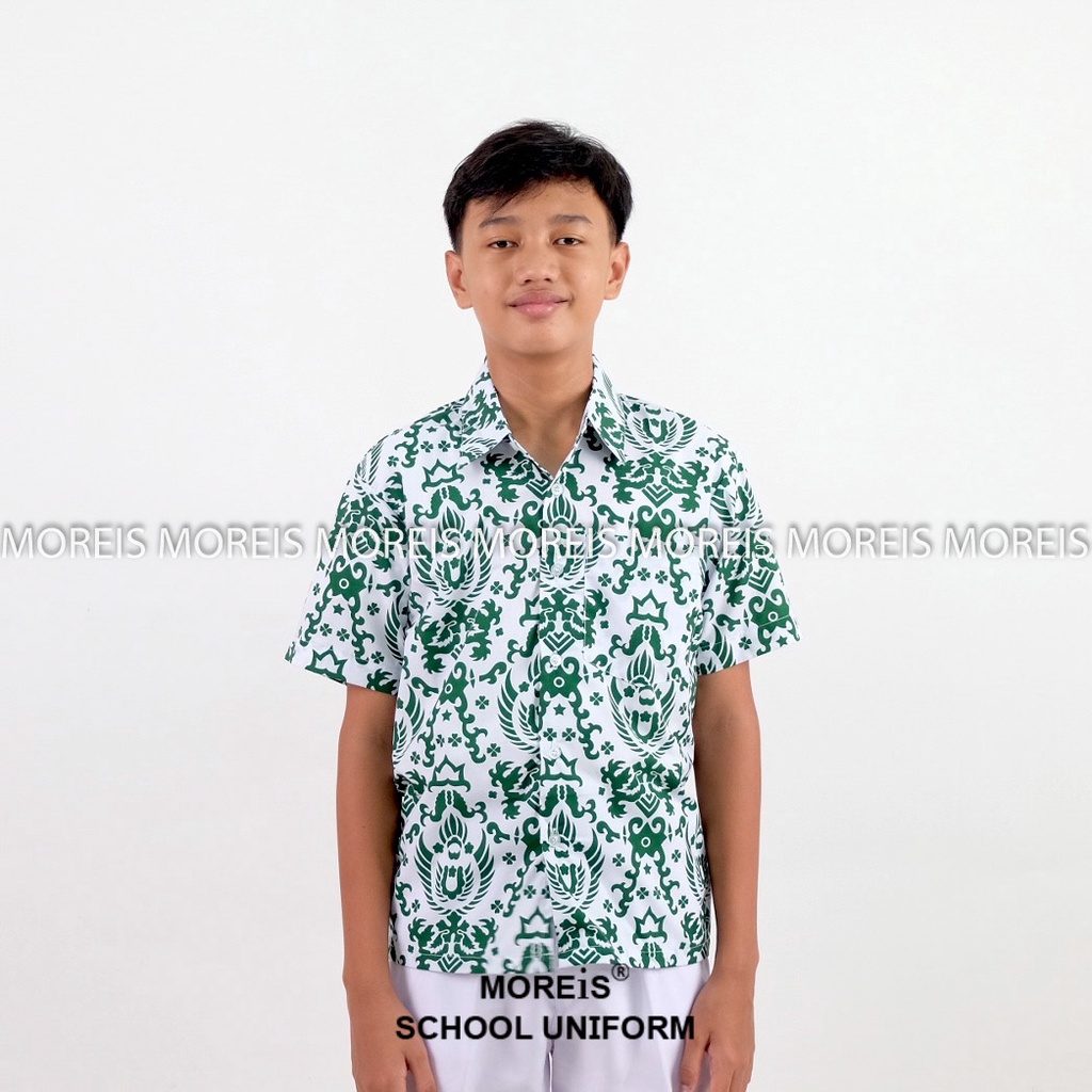 HIJAU Green Short Garuda Batik Shirt Uniform for SD/MI/TK/PAUD | Shopee ...