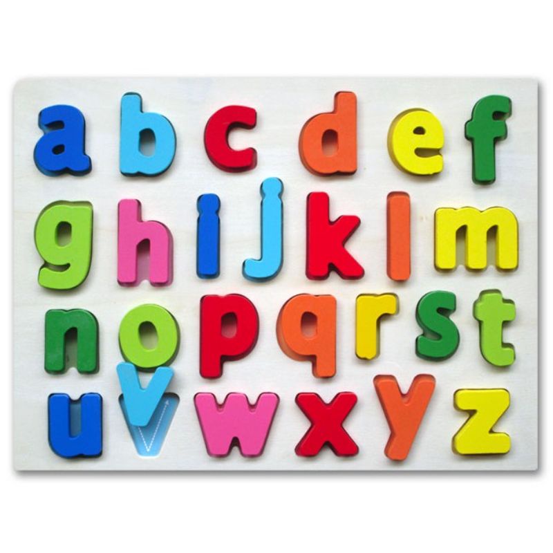 Chunky Wooden Puzzle Alphabet Lowercase Wooden Alphabet Learning ...