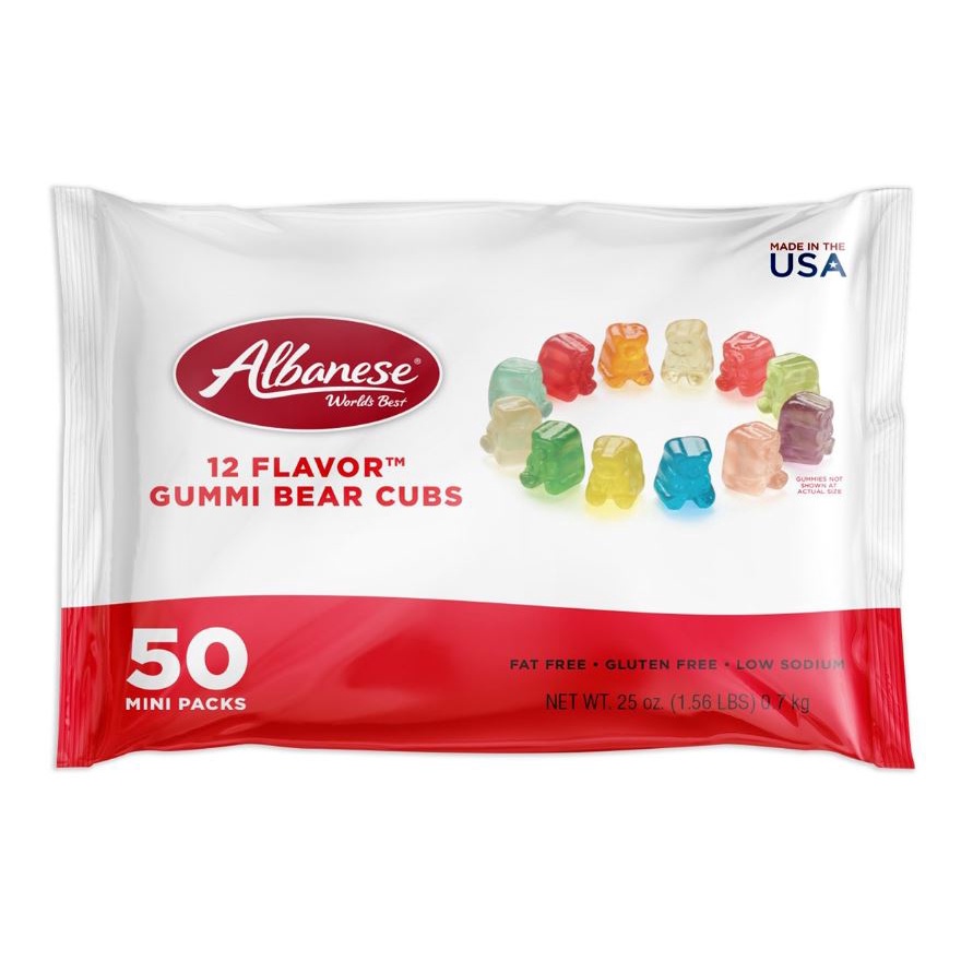 Albanese 12 Flavour World's Best Gummi Bear Cubs Candy 50 Mini Pack ...