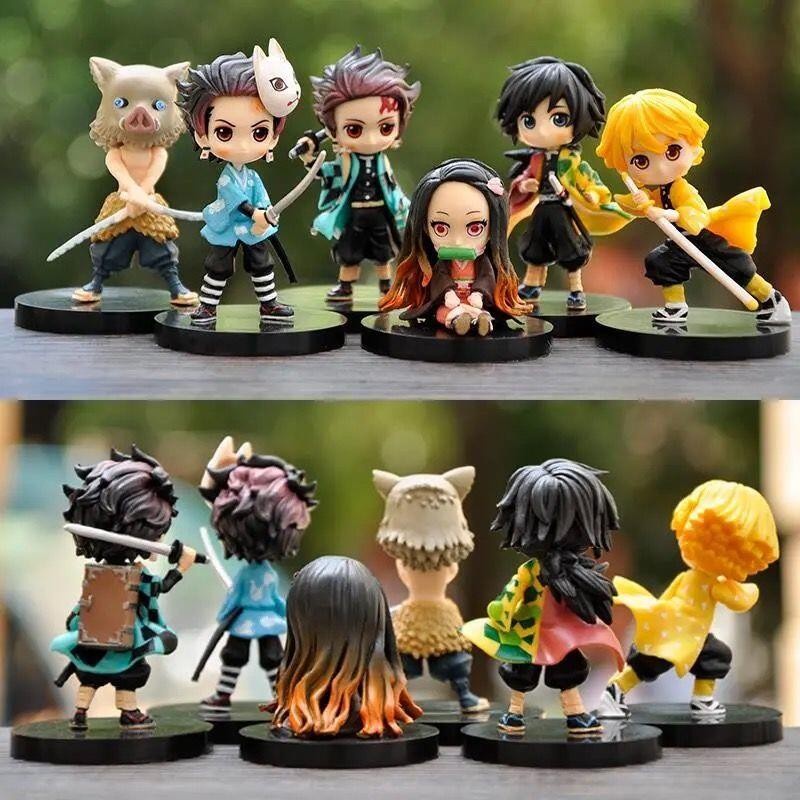 Action Figure Anime Kimetsu no yaiba tanjiro inosuke set of 6pcs ...