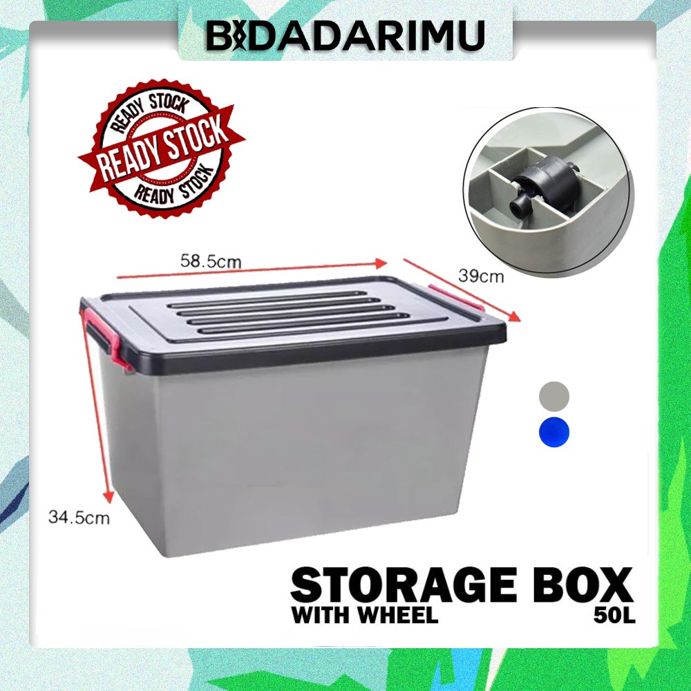 CENTURY 50L Storage Box With Wheel Wheel Bekas Simpanan Dengan Roda Kotak Simpanan Plastik box ...
