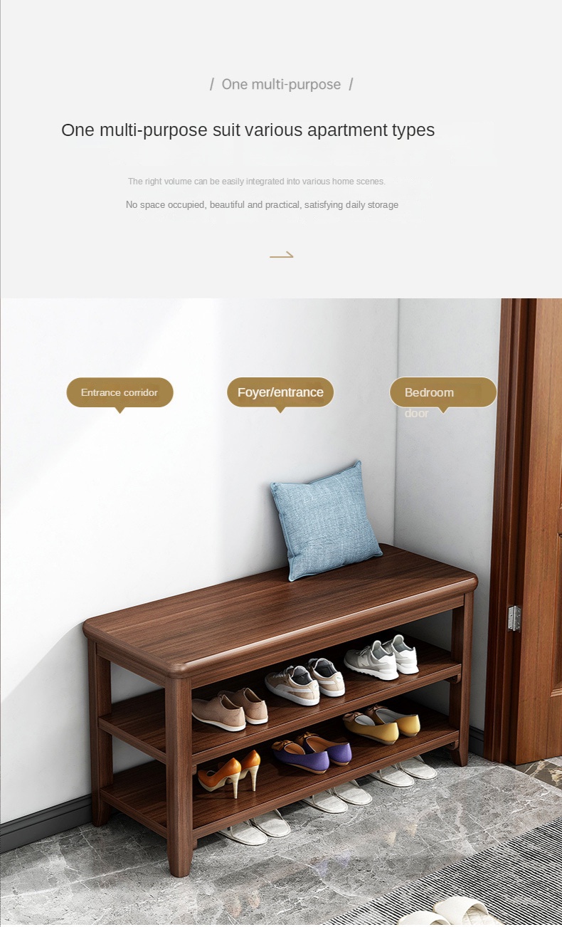 [Ready Stock]Solid wood shoe changing stool: a bench that integrates a ...