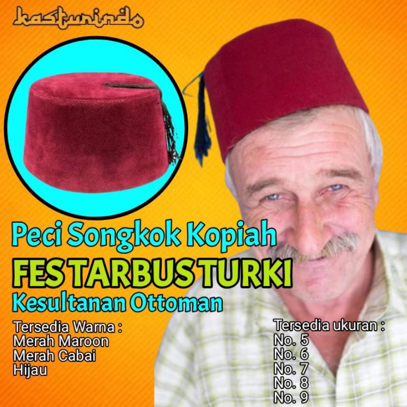 MERAH Cap Songkok Kopiah Sultan Ottoman Turkey Fes Hair Bun Fez Turkey ...