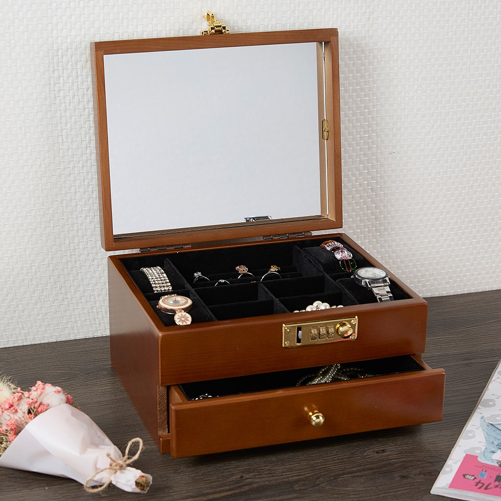 Jewlery Box for Watches with Lock, Wooden Box with Combo Lock, Lockable ...