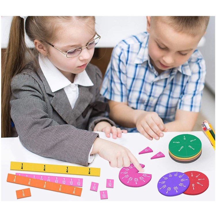 (102-pc) Math Magnetic Fraction Tiles and Circles Learning Study Blocks ...