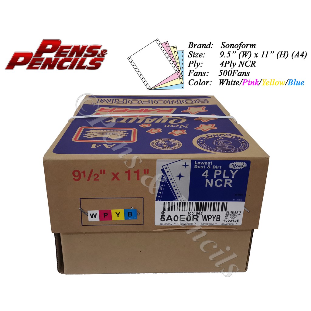 Sonoform 9.5'' X 11'' 4Ply WPYB NCR Computer Form / Computer Paper ...