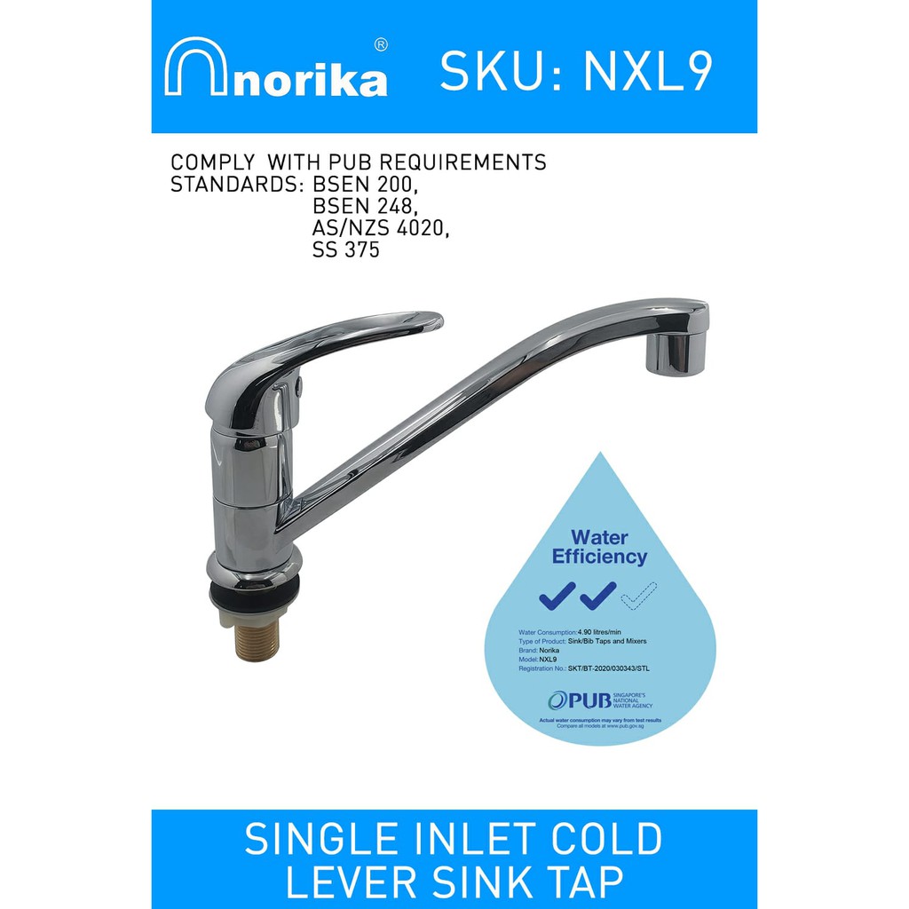 "READY STOCK" 1/2" "NORIKA®" [SINGLE INLET COLD SINK TAP] C/W BRASS NUT ...
