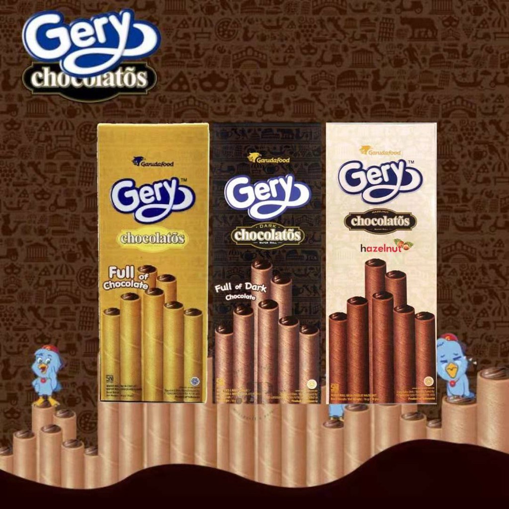 Gery Chocolatos Wafer Roll Chocolate / Hazelnut / Dark Chocolate (16G X ...