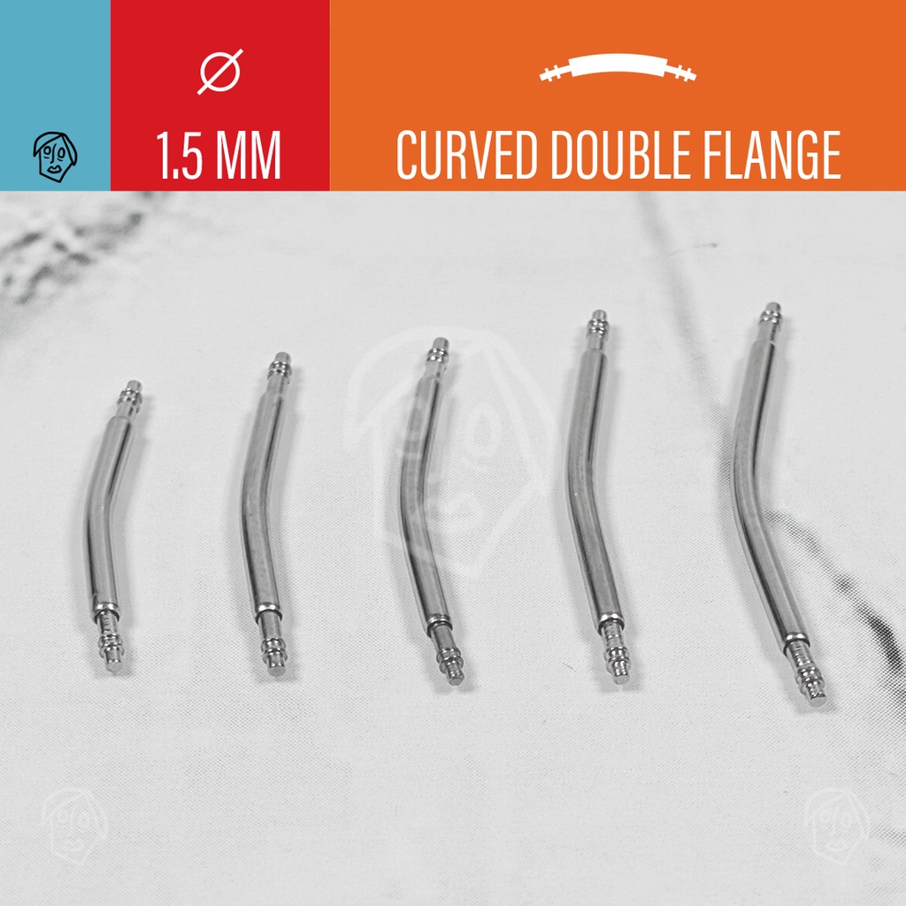 Curved SPRING BARS DOUBLE FLANGE STAINLESS STEEL - CURVE WATCH STRAP ...
