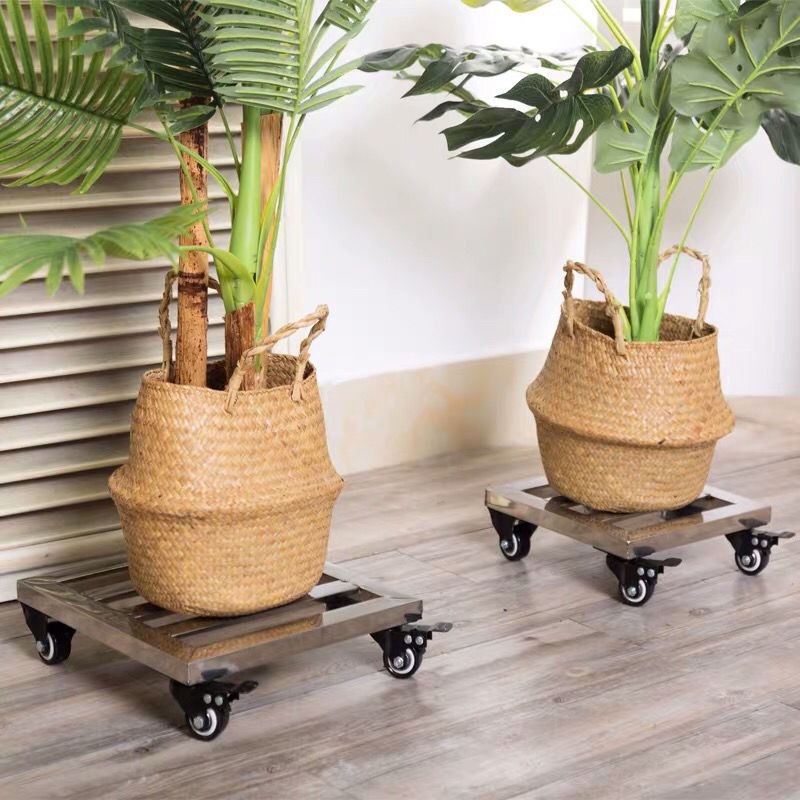 Stainless Steel Universal Wheel Mobile Bracket Balcony Flower Stand ...