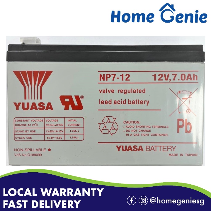 Yuasa NP Series Valve Regulated Lead Acid Battery (VRLA) 12V 7.0Ah NP7-12 | Shopee Singapore