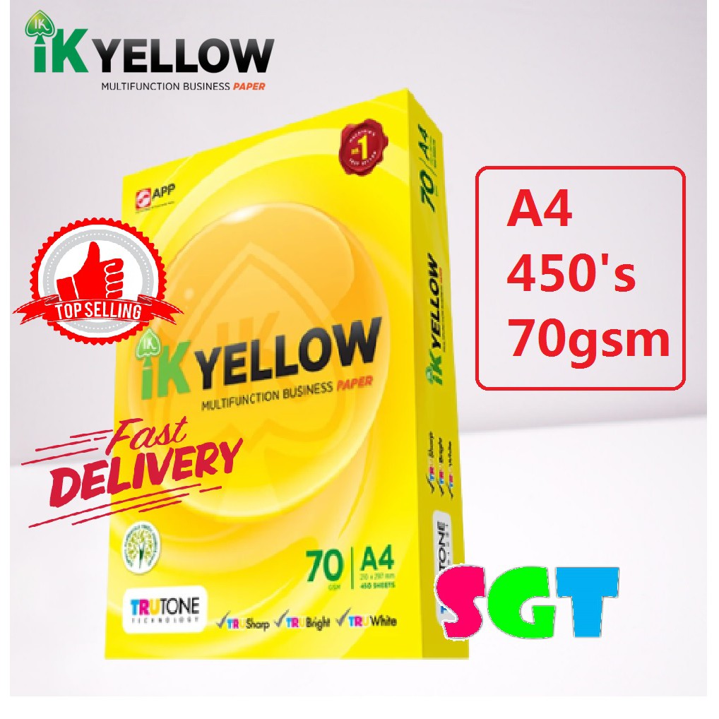 IK Yellow A4 Paper 70gsm 450's (1 REAM ONLY) | Shopee Singapore