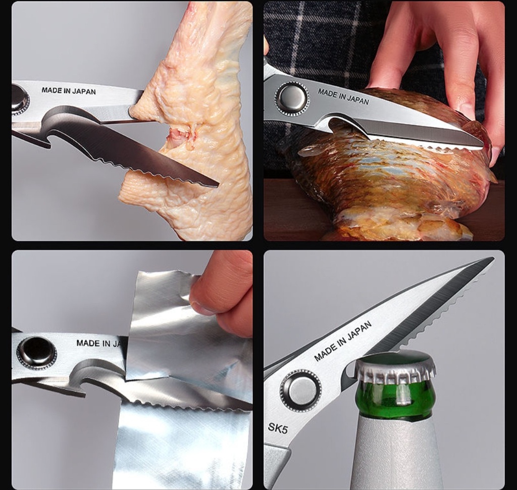 JAPAN SK5 Stainless Steel Heavy Duty Kitchen Scissors Ultra Sharp Food ...