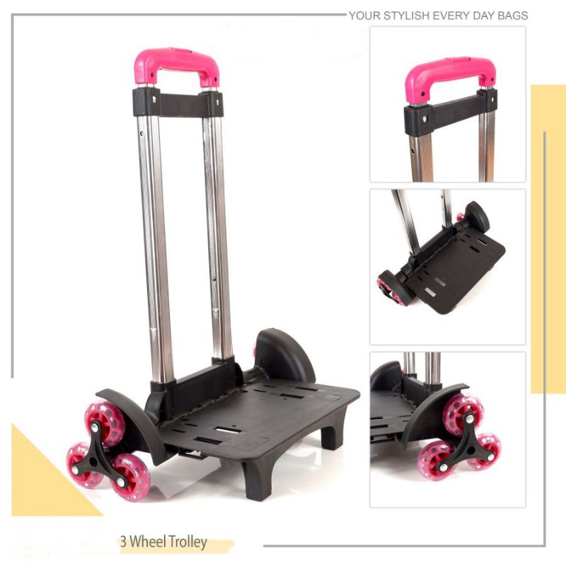 Pink Wide Platform Trolley Spinner Trolley 3 Wheels Wide Platform ...