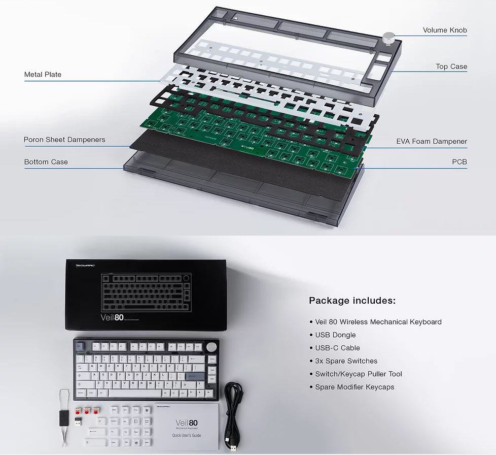 Tecware Veil 80 3-Mode Wireless Mechanical Keyboard | Shopee Singapore