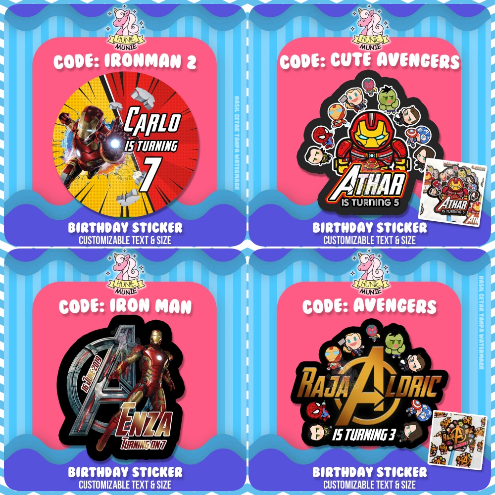 Sticker Birthday Custom - Iron Man Avengers Avenger Hulkbuster Ironman ...