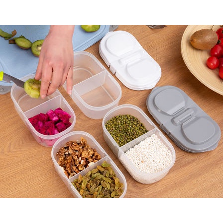 Storage Box Two Compartments Plastic Canisters with Latch Food Storage ...