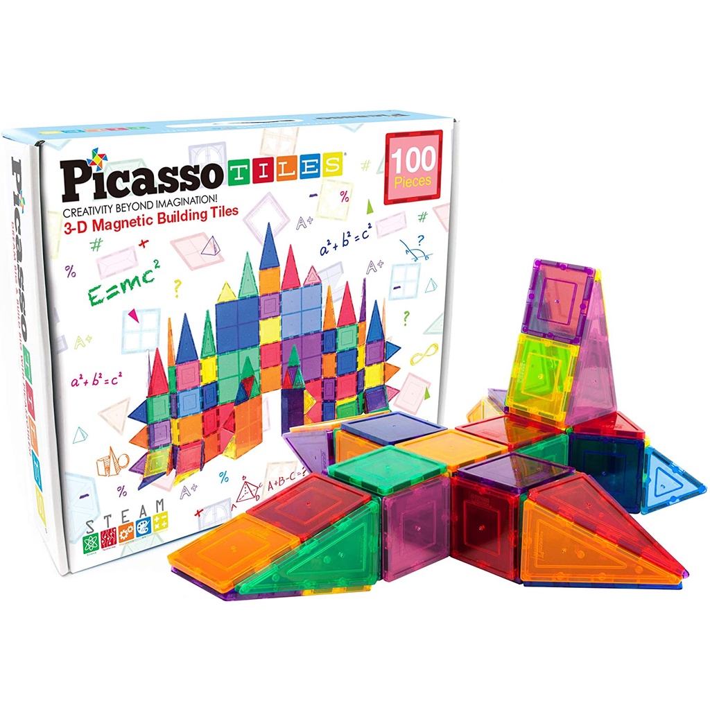 READ DESC PicassoTiles 100 Piece Set 100pcs Magnet Building Tiles Clear/PicassoTiles 120pcs ...
