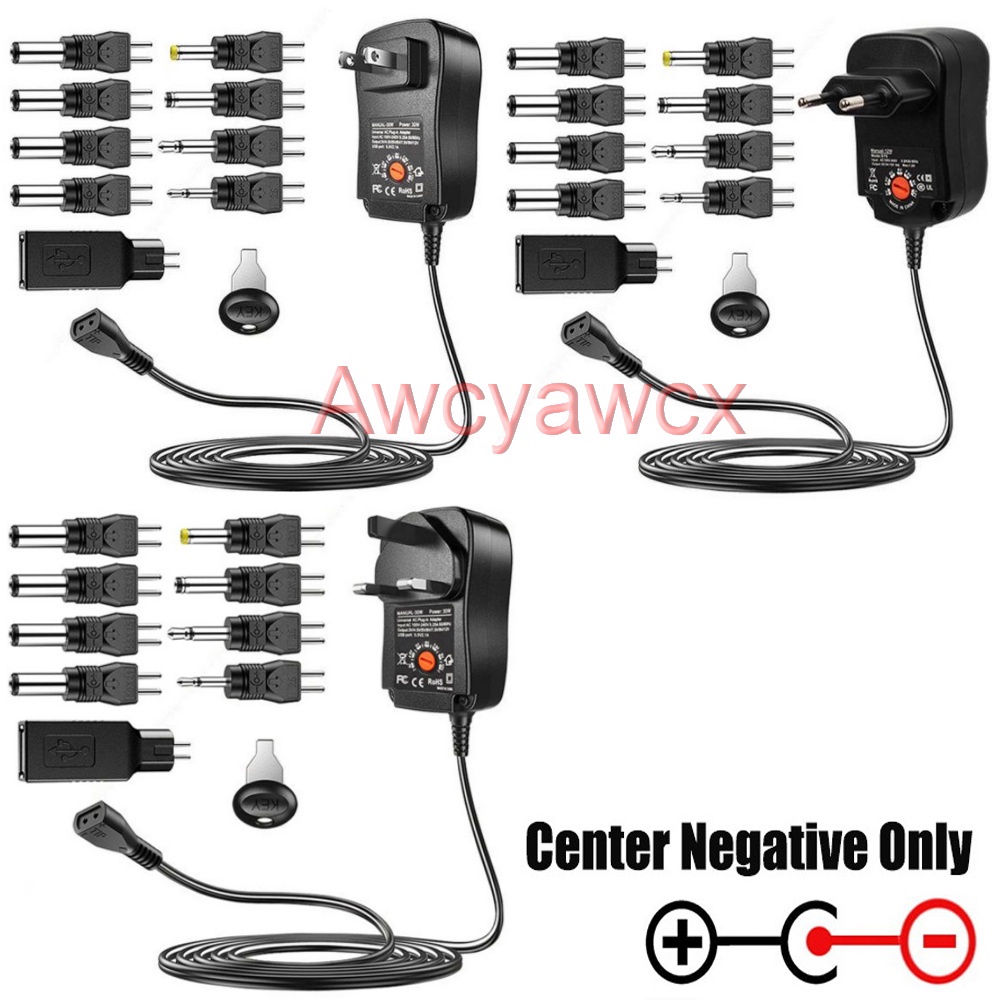 30W reverse polarity AC Adapter DC 3V 4.5V 5V 6V 7.5V 9V 12V 1A 2A 2.5A Adjustable Voltage Power ...