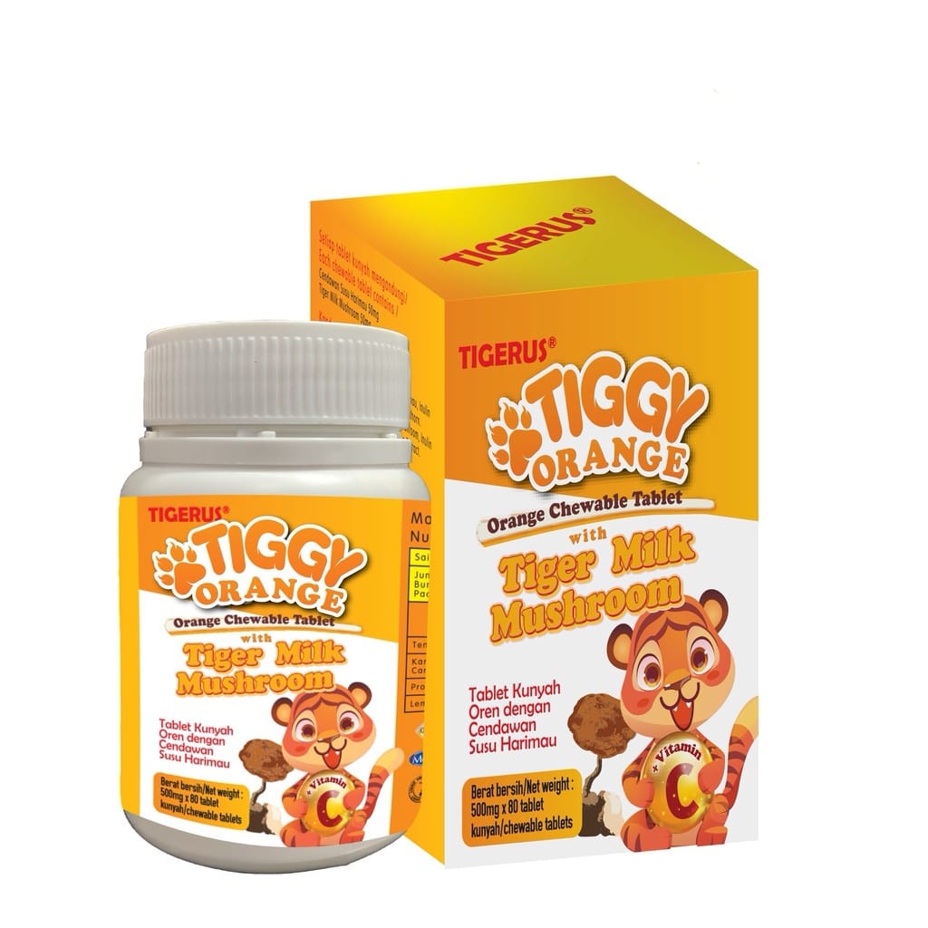 Tigerus Tiggy Orange 500mg Chewable Tablets 80's (Cendawan Susu Harimau ...