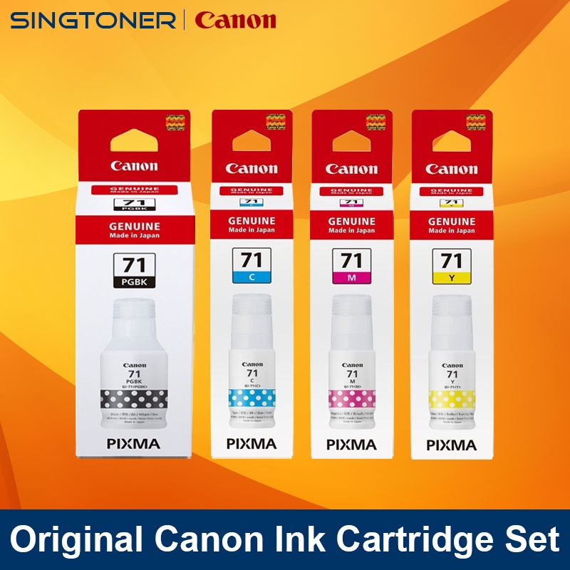 Canon 71 Pigment Black Cyan Magenta Yellow Ink Bottles for Canon PIXMA ...