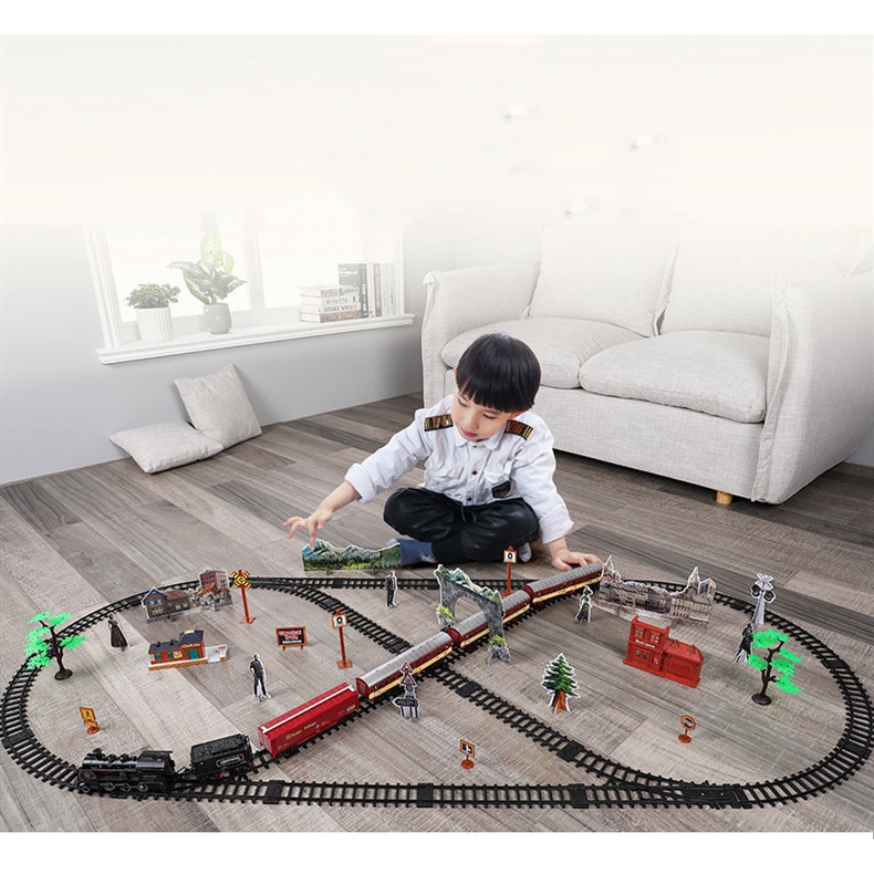 Classical Electric Train Set Steam Smoking Toy Train Set Simulation ...