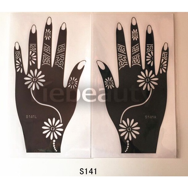 2pcs/pair Henna Tattoo Stencil Temporary Hand Tattoos DIY Body Art ...