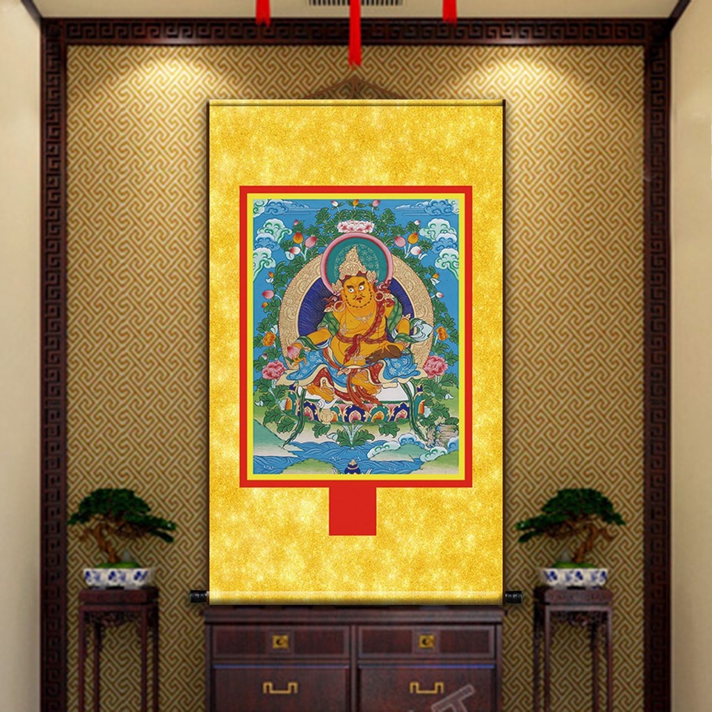 Tibetan buddhist tantric thangka yellow mammon padmasambhava green tara ...